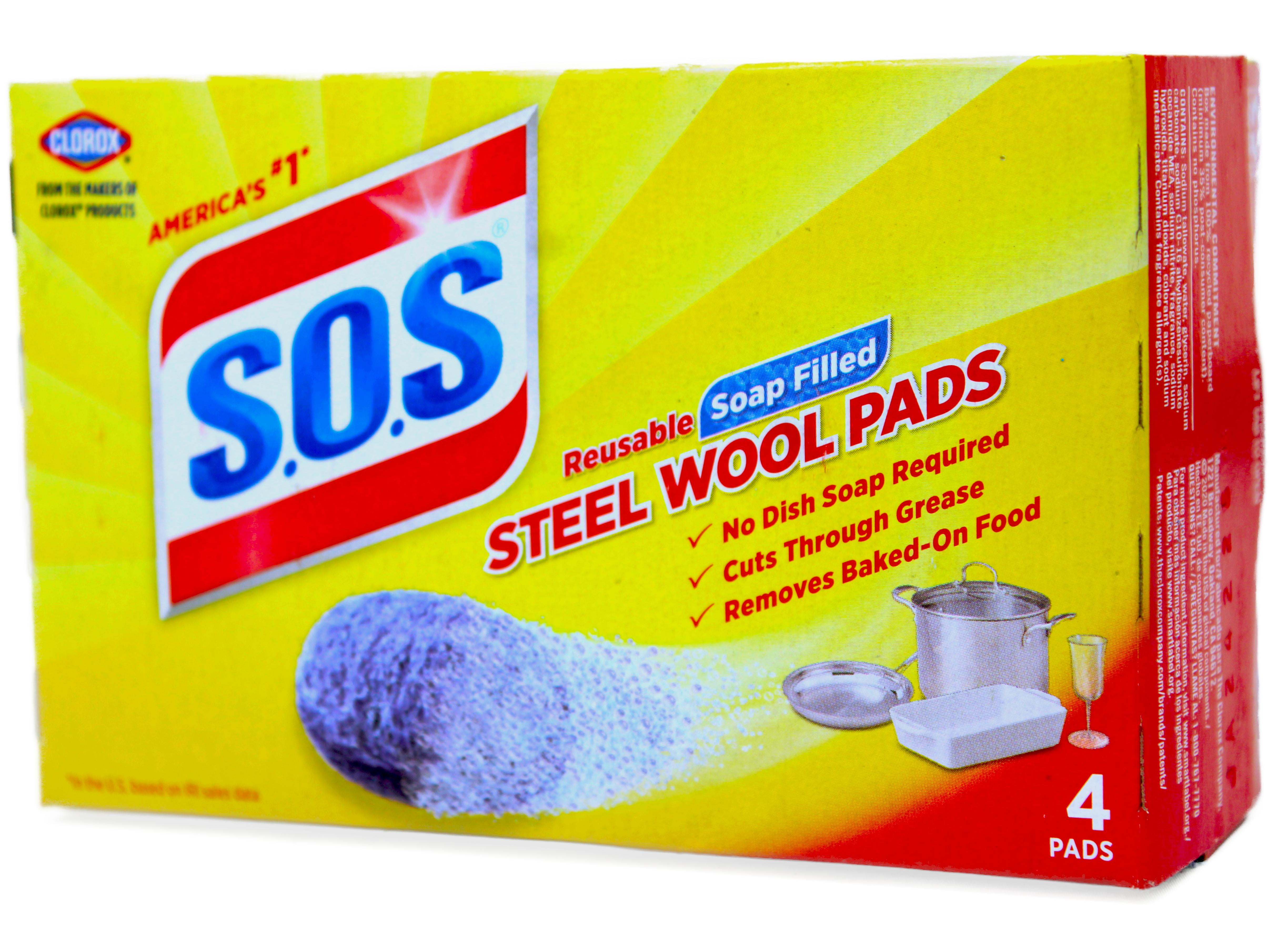 Clorox S.O.S. Steel Wool Soap Pads, Reusable with Anti-Rust Protection ...