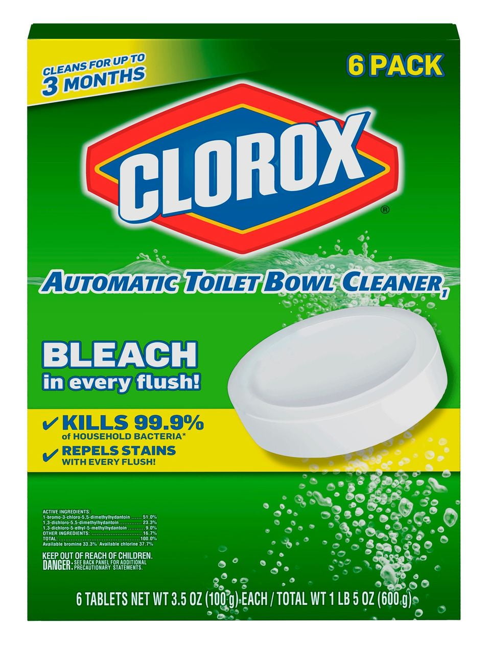 Clorox Ultra Clean Automatic Toilet Bowl Cleaner Tablets, Bleach, 6 Ct ...