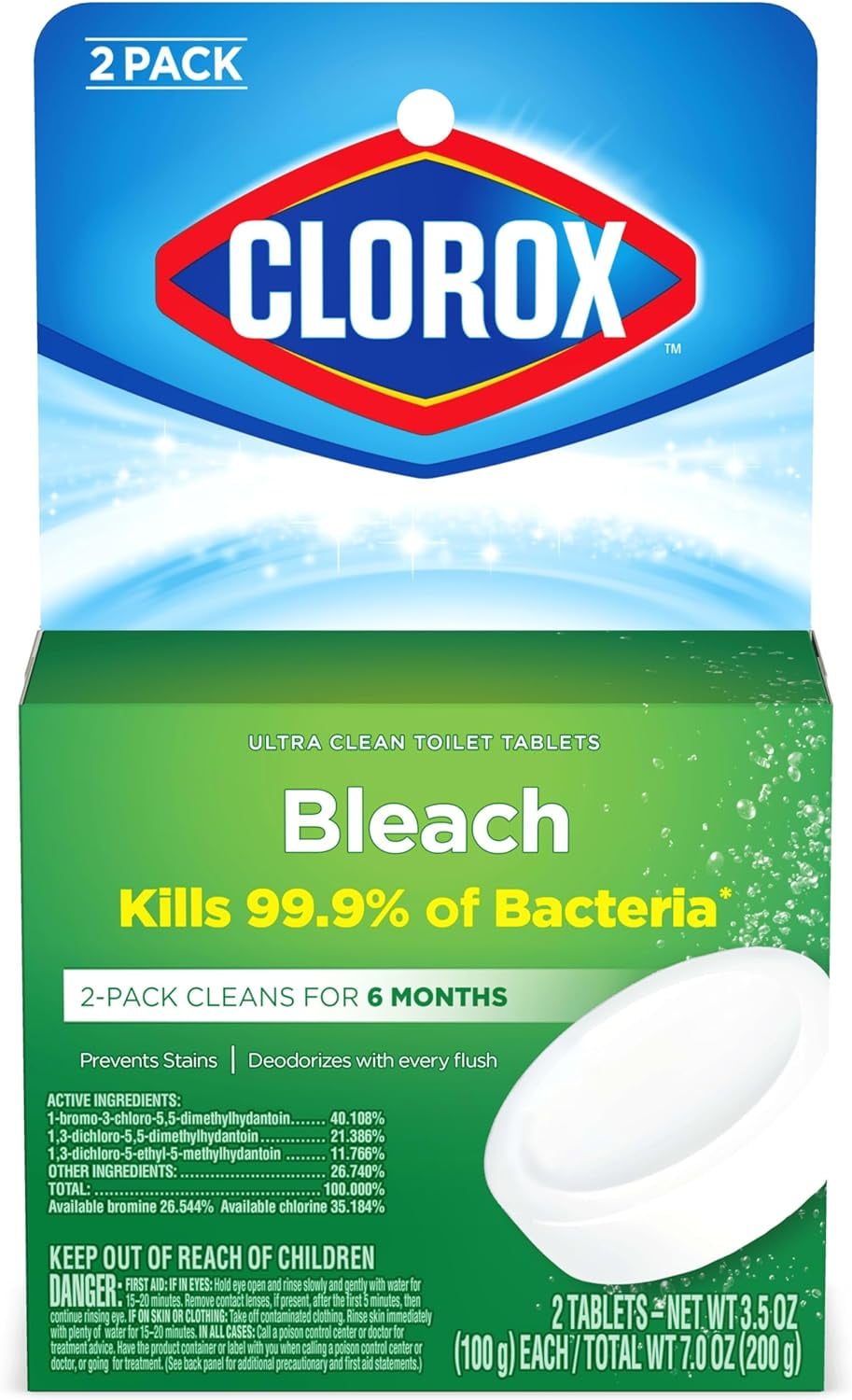 Clorox Bleach Automatic Toilet Bowl Cleaner Tablets, 2 Pack - Walmart.com