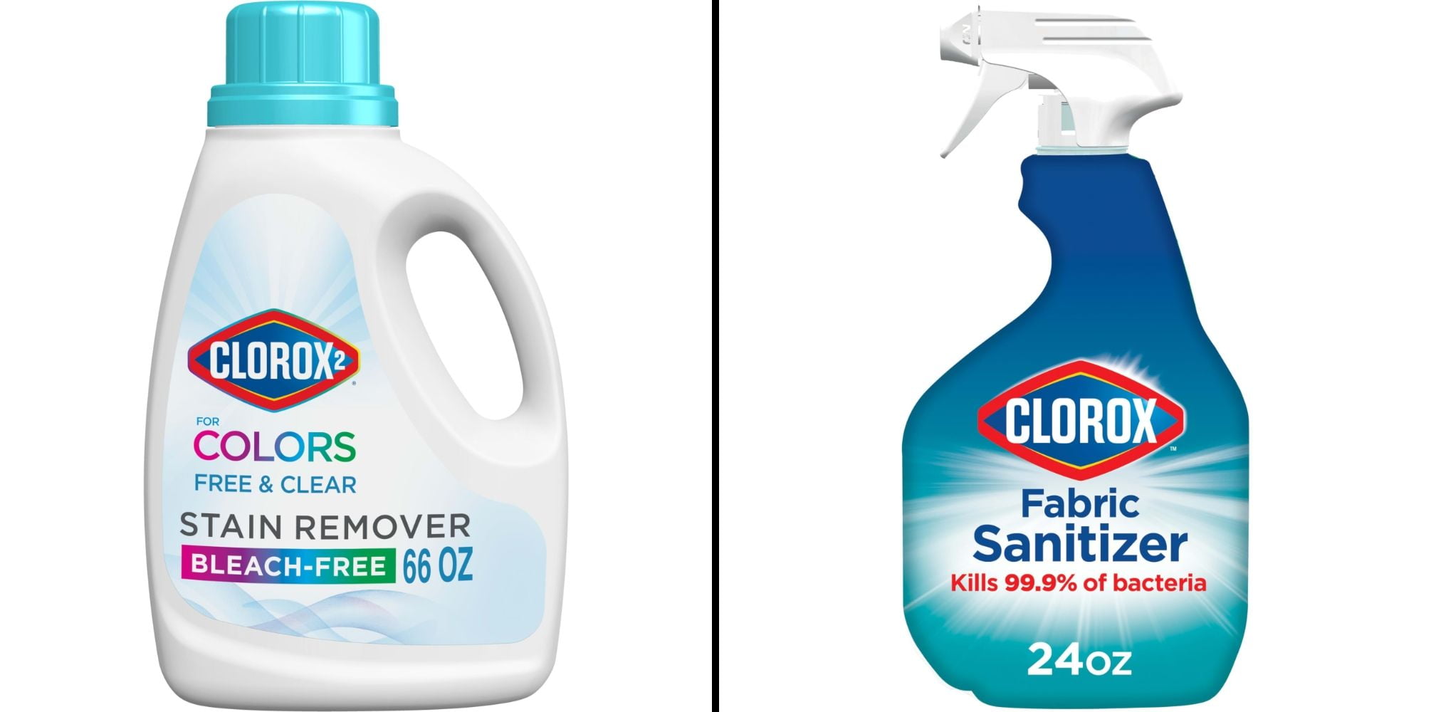 Clorox Bleach-Free Fabric Sanitizer 24 oz & Clorox 2 Stain Remover 66 ...