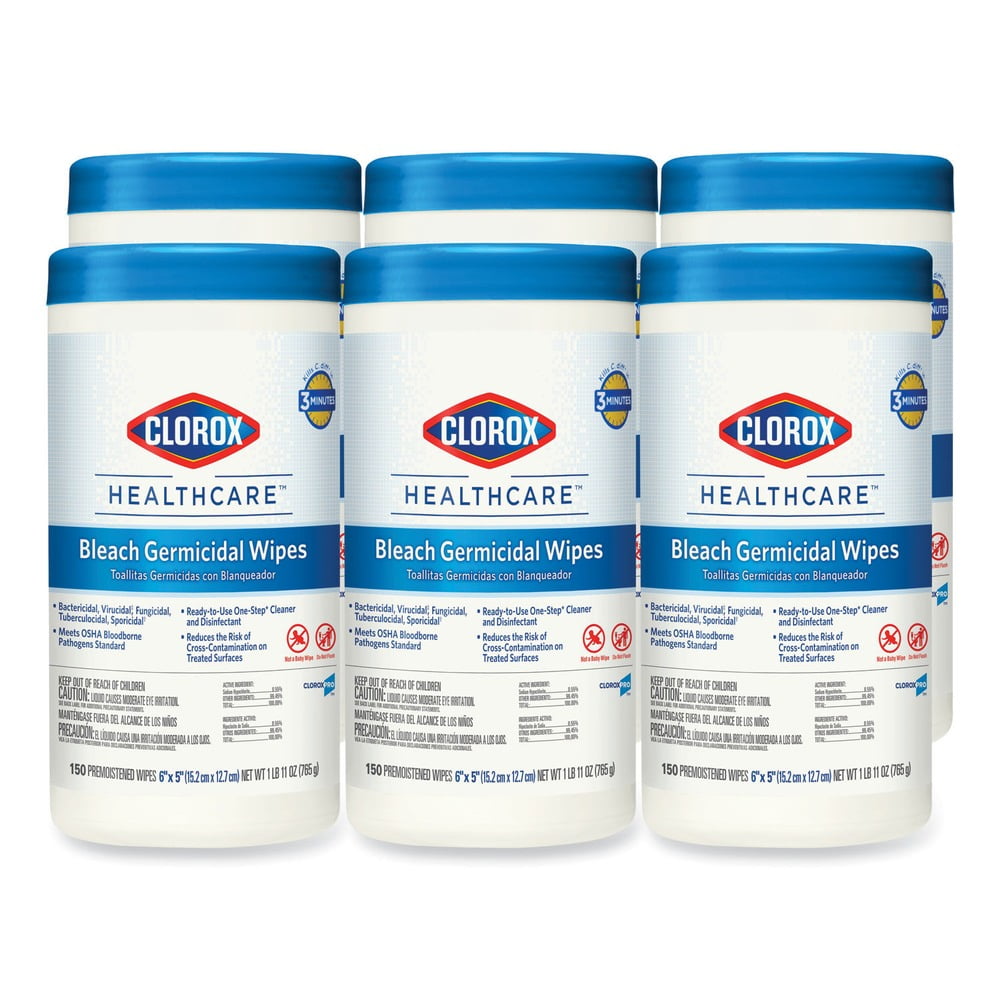 Clorox Healthcare Disinfecting Wipes, 6 Canisters, 150/Canister, 6x5 ...