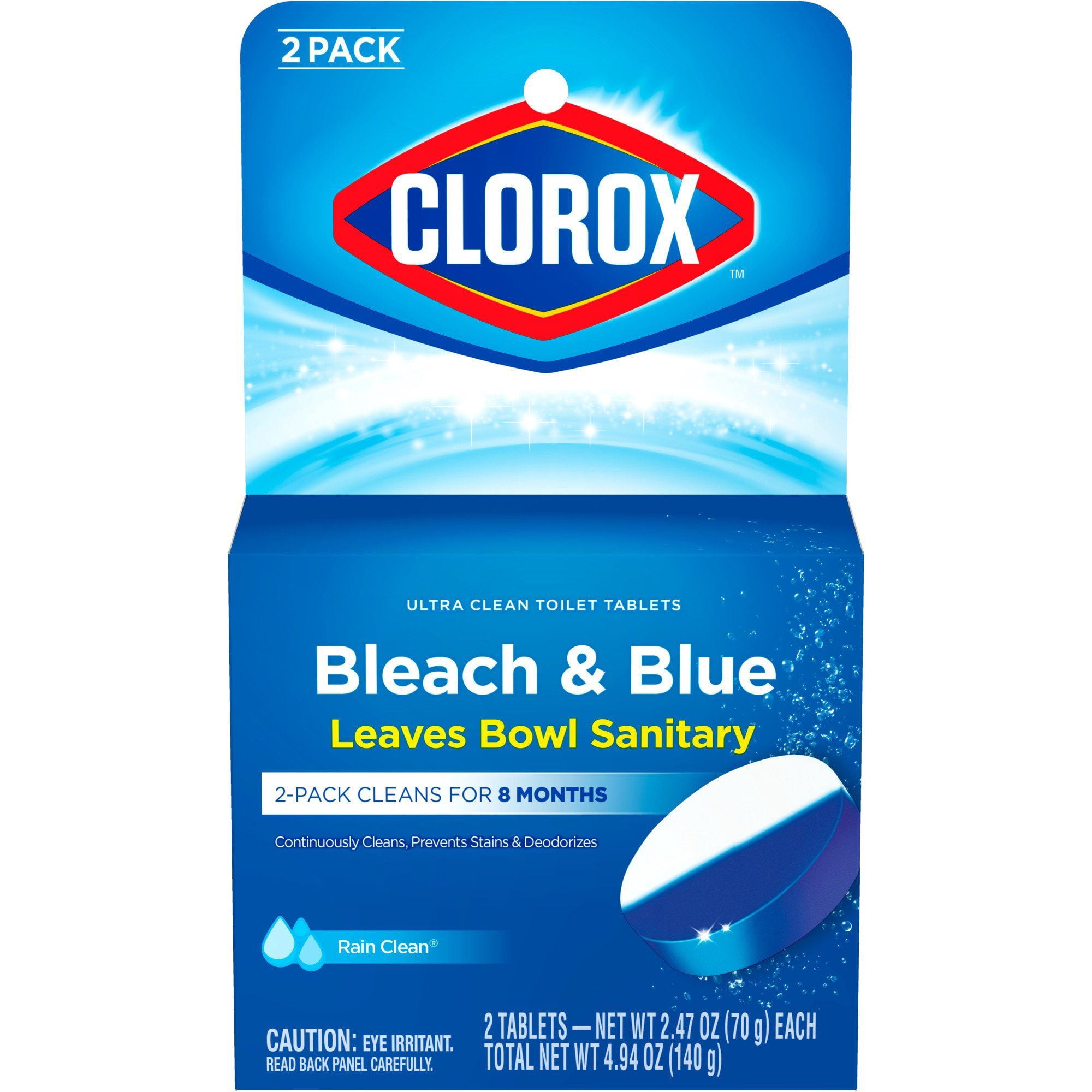 Clorox Ultra Clean Toilet Tablets Bleach & Blue - Rain Clean Scent - 2 ...
