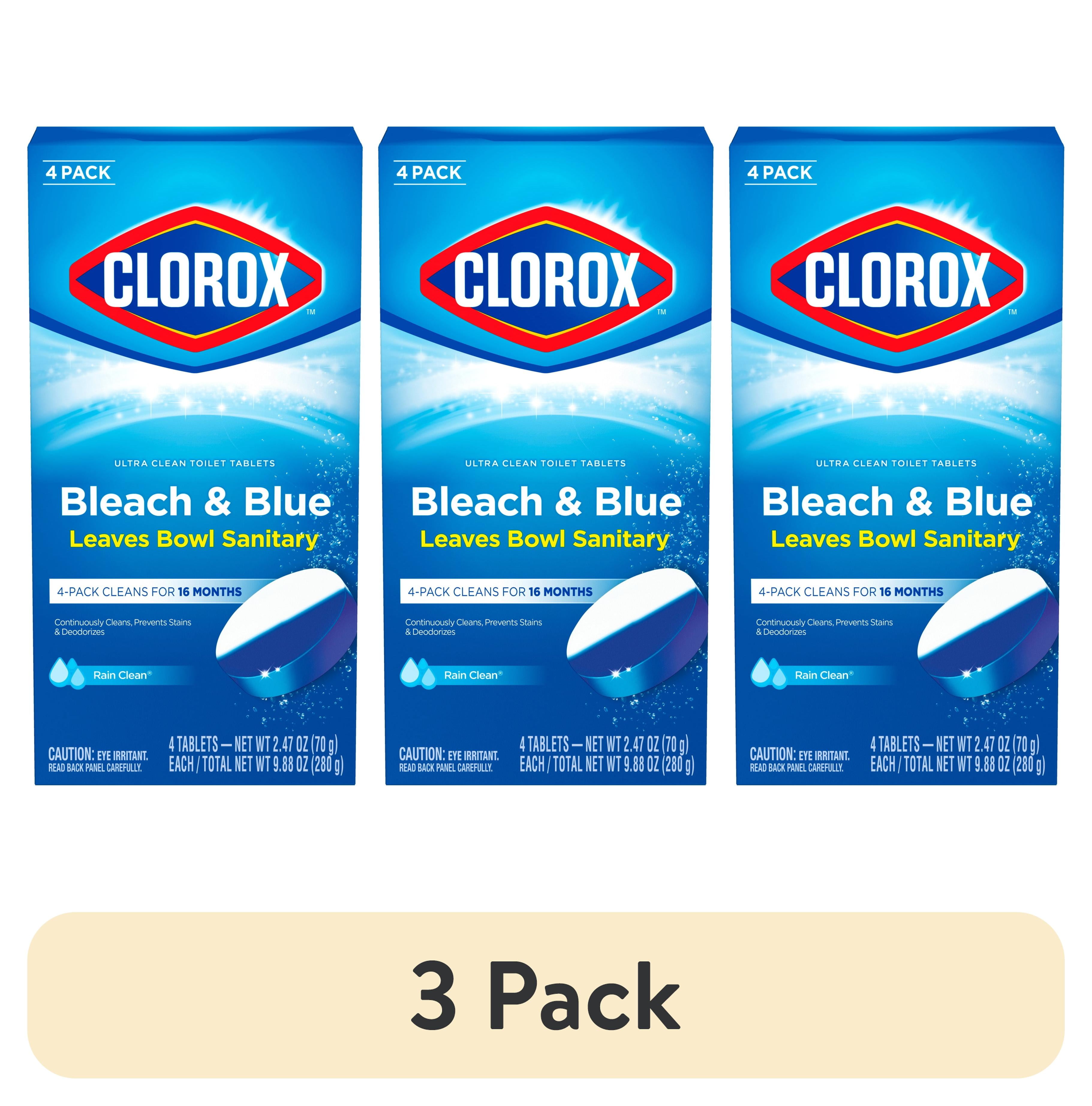 (3 pack) Clorox Bleach and Blue Toilet Bowl Cleaner Tablets, Rain Clean ...