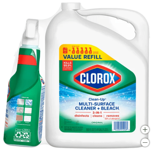 Clorox Clean-Up All Purpose Cleaner with Bleach, Original, 32 fl oz Spray & 180 fl oz Refill ...
