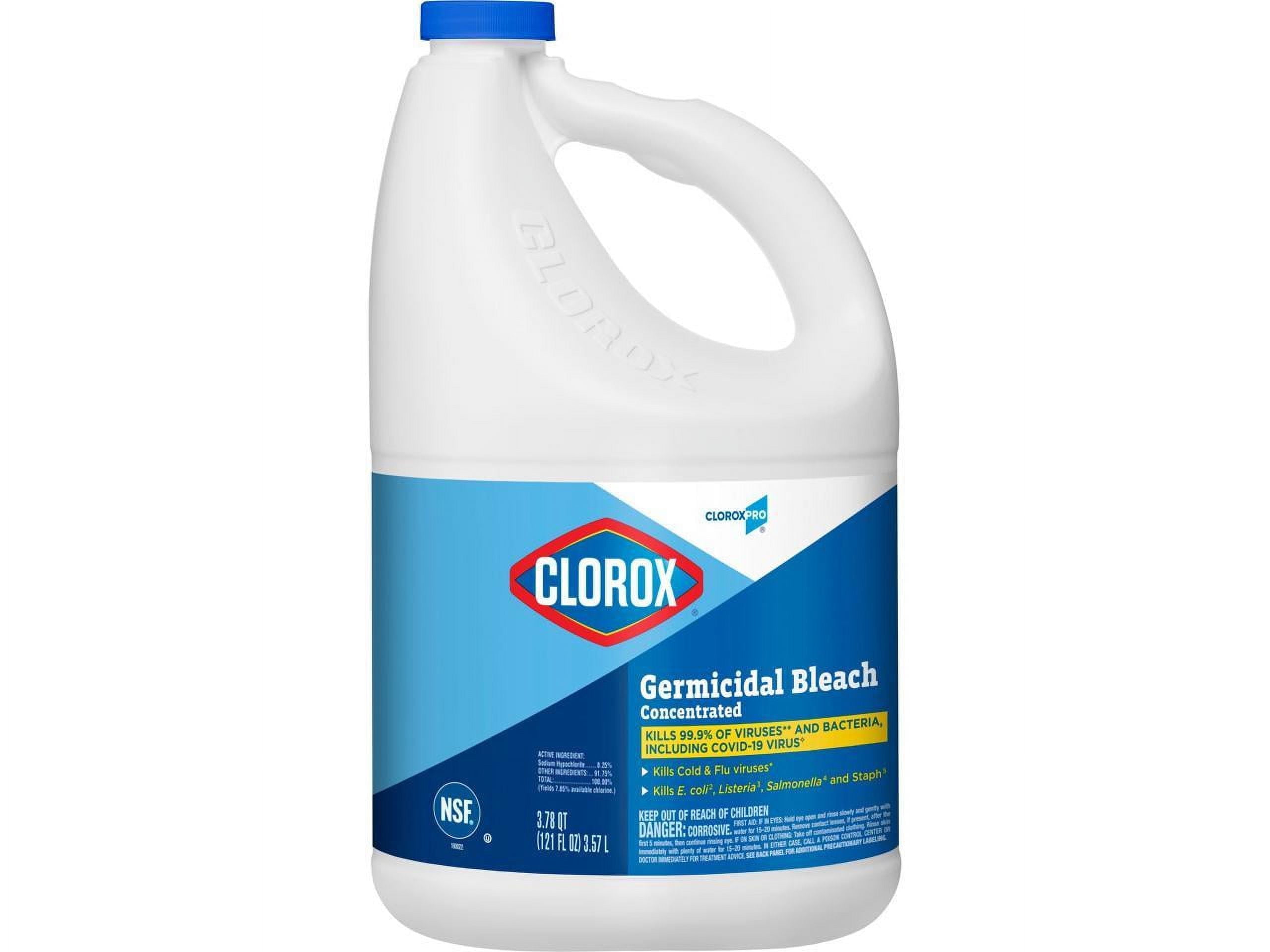 Clorox Concentrated Germicidal Bleach, Regular, Liquid Formula, 121 oz ...