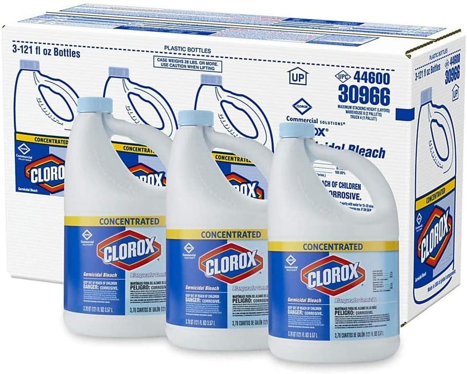 Clorox Concentrated Germicidal Bleach, Regular, 121oz Bottle, 3/Carton ...