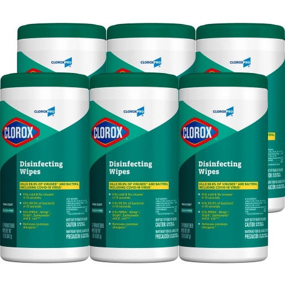 CloroxPro Disinfecting Wipes, Fresh Scent, 75/Canister, 6 Canisters/Box ...