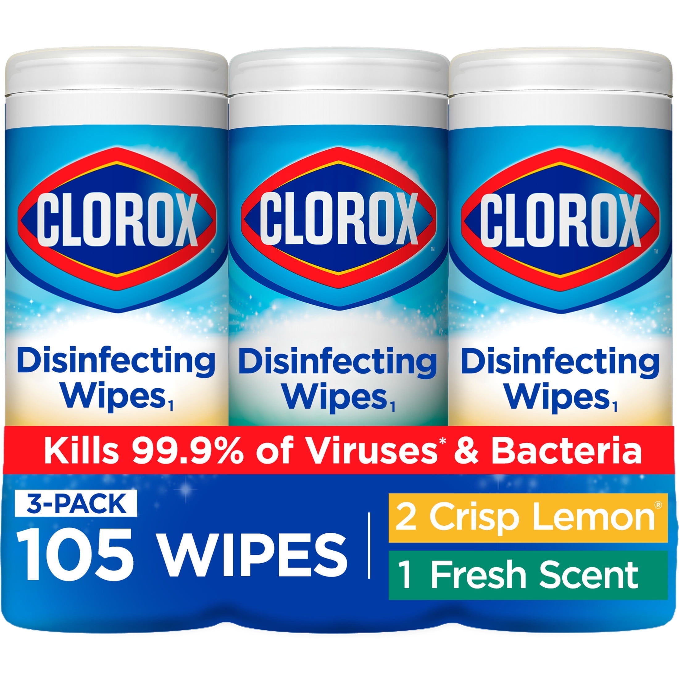 Clorox Disinfecting Wipes: 35-Count Canisters, 3-Pack, Multi-Surface ...