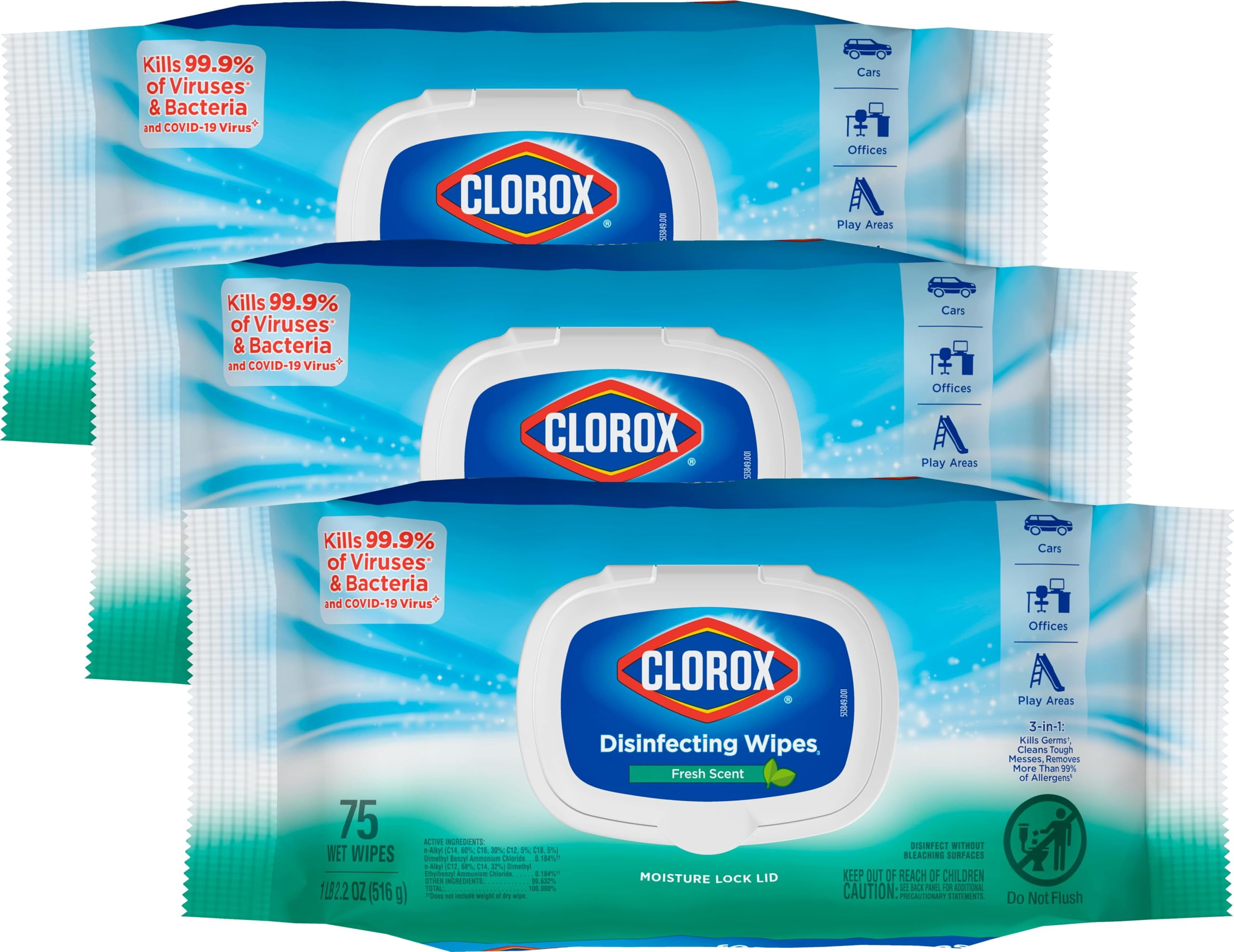 Clorox Disinfecting Wipes, Fresh Scent, 75 Count (Pack Of 3) (Package May Vary) - Walmart.com