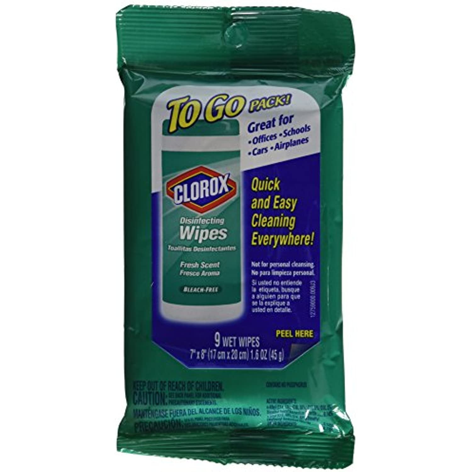 Clorox Disinfecting Wipes, Fresh Scent, To Go Pack!, 9 Ct. (6 Pack ...