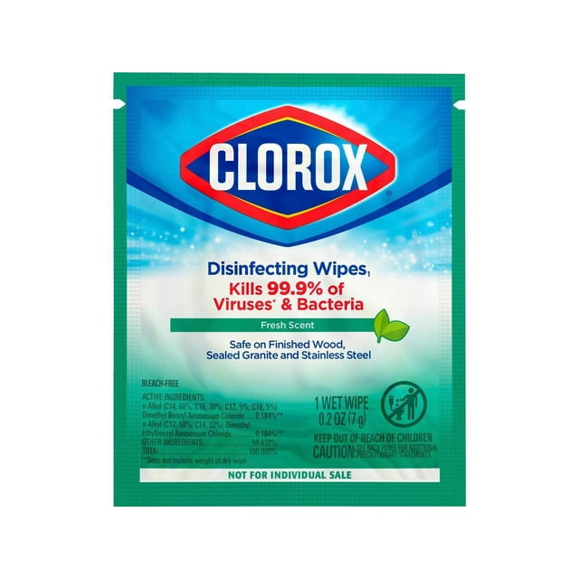 Clorox Disinfecting Wipes, Individually Wrapped, 7 x 8, Fresh Scent ...