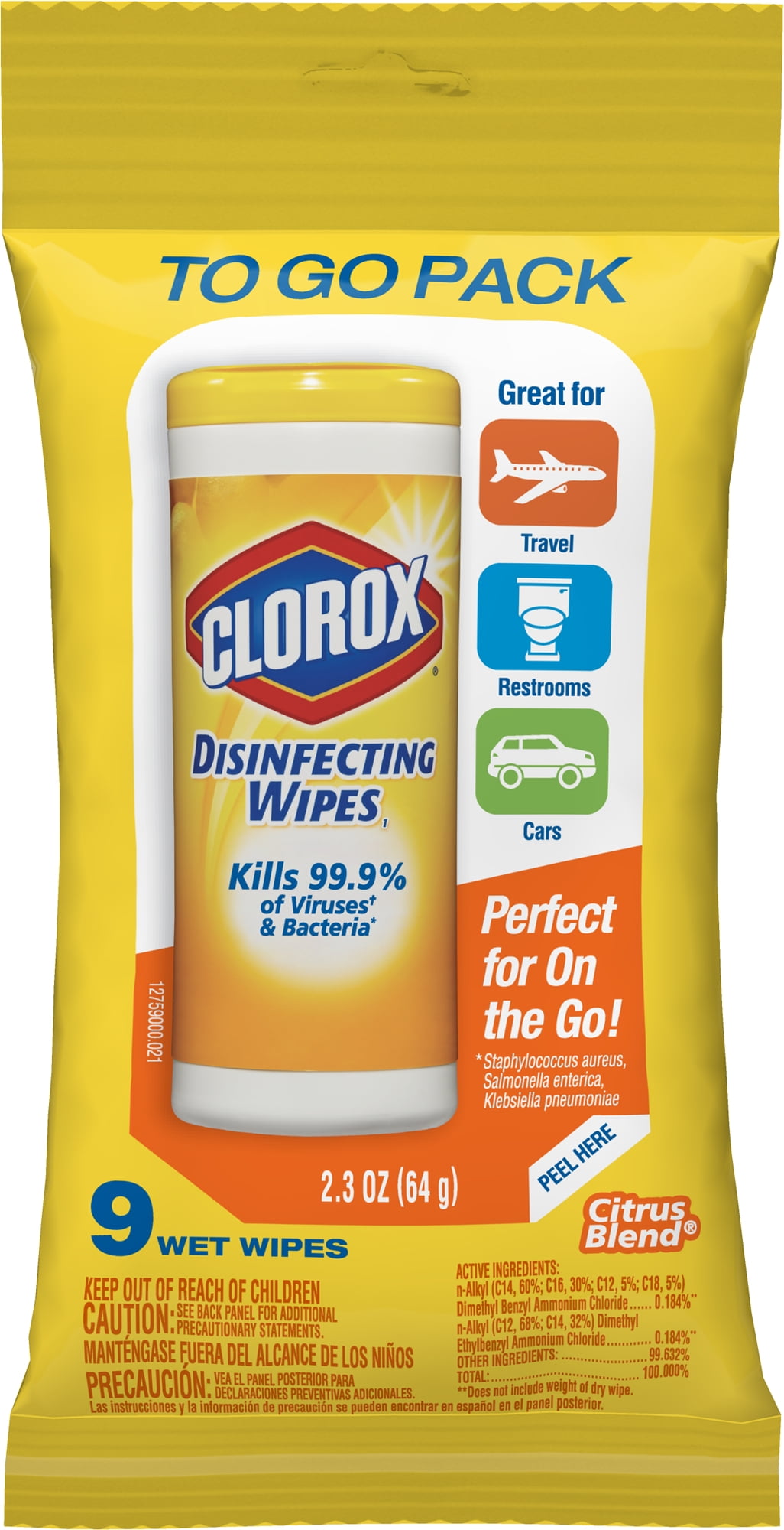 Clorox Portable Disinfecting Wipes On The Go, Bleach Free Travel Wipes ...
