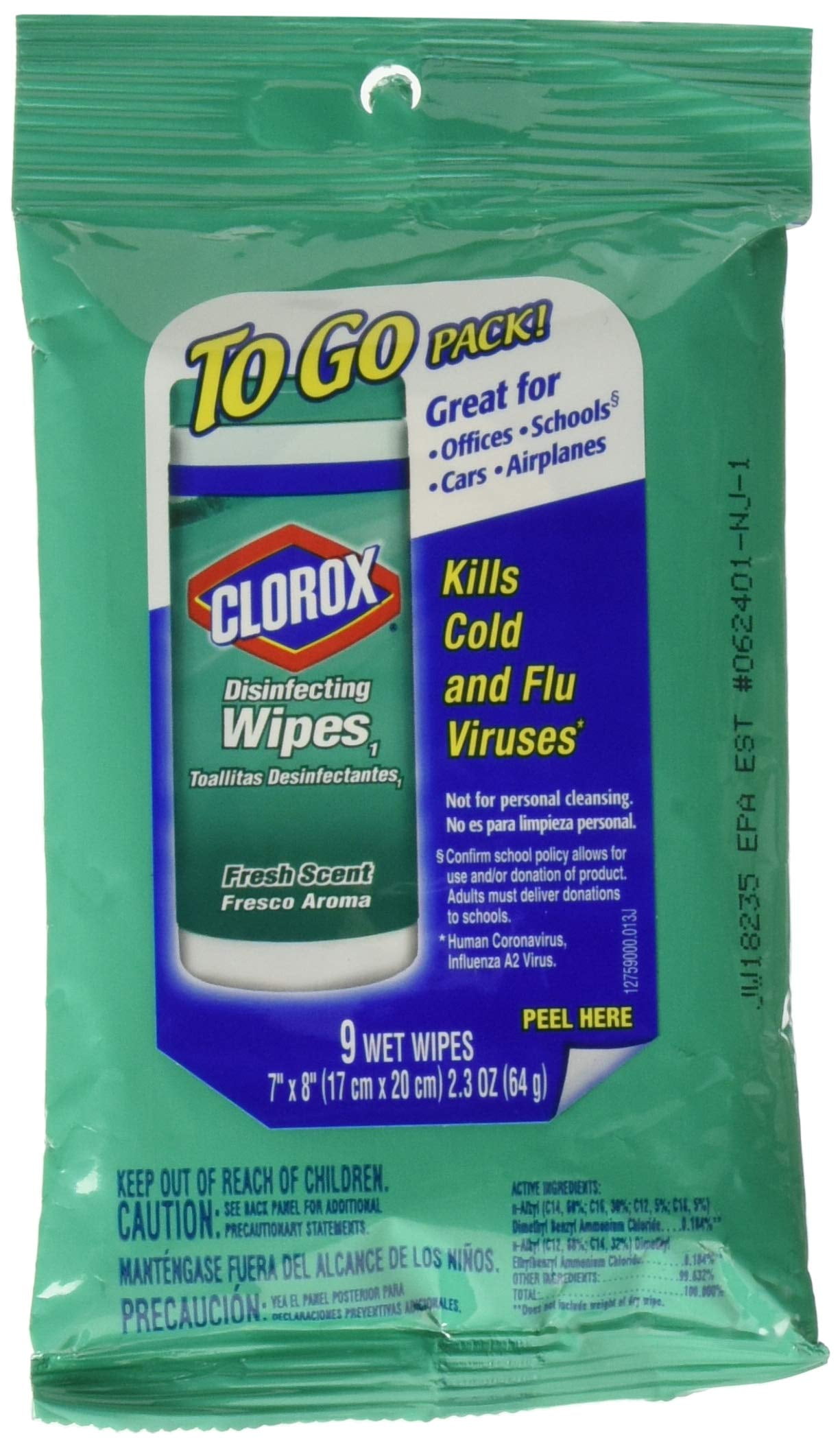 Clorox Disinfecting Wipes To Go Pack, Fresh Scent 9 Ct (Pack Of 3 ...