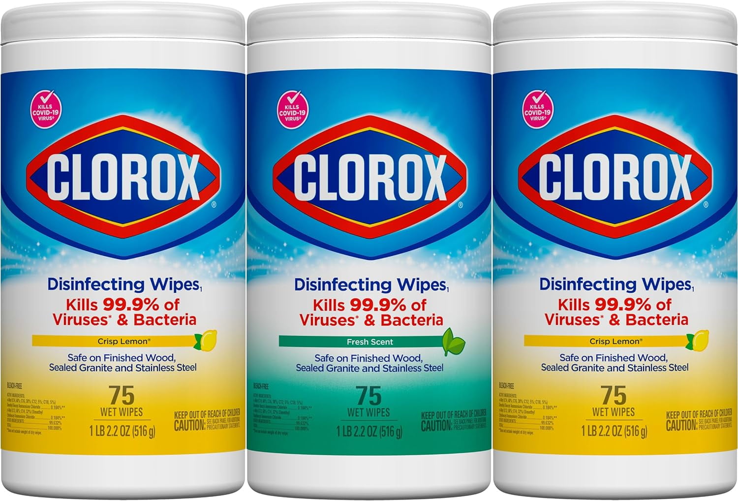 Clorox Disinfecting Wipes Value Pack, Cleaning Wipes, 75 Count Each ...