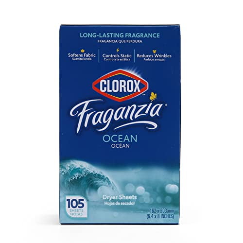 Clorox Fraganzia Dryer Sheets in Ocean Scent, 105 Count | Wrinkle ...