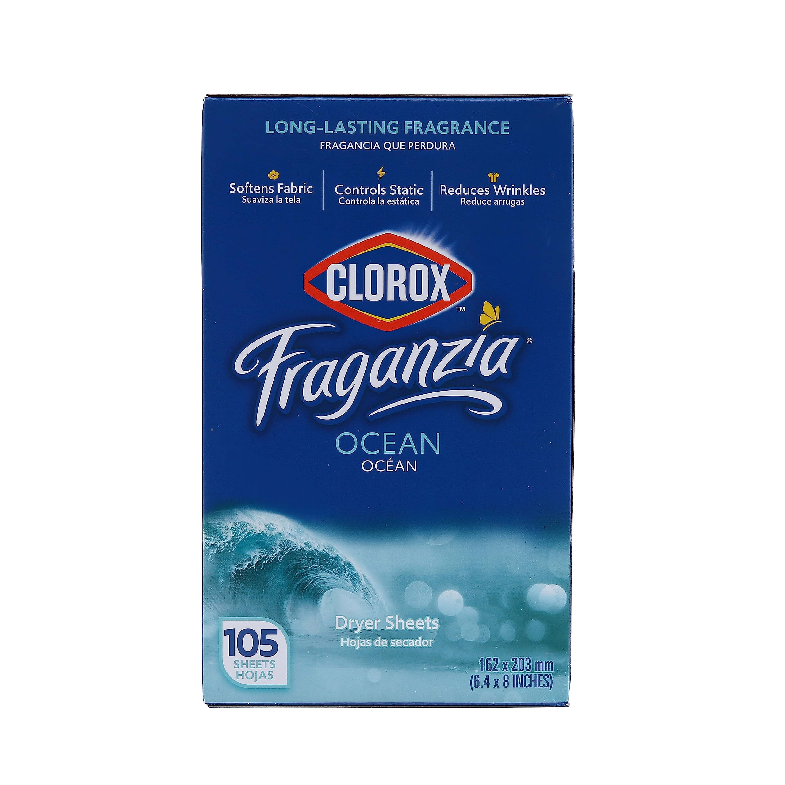 Clorox Fraganzia Dryer Sheets In Ocean Scent, 105 Count | Wrinkle ...