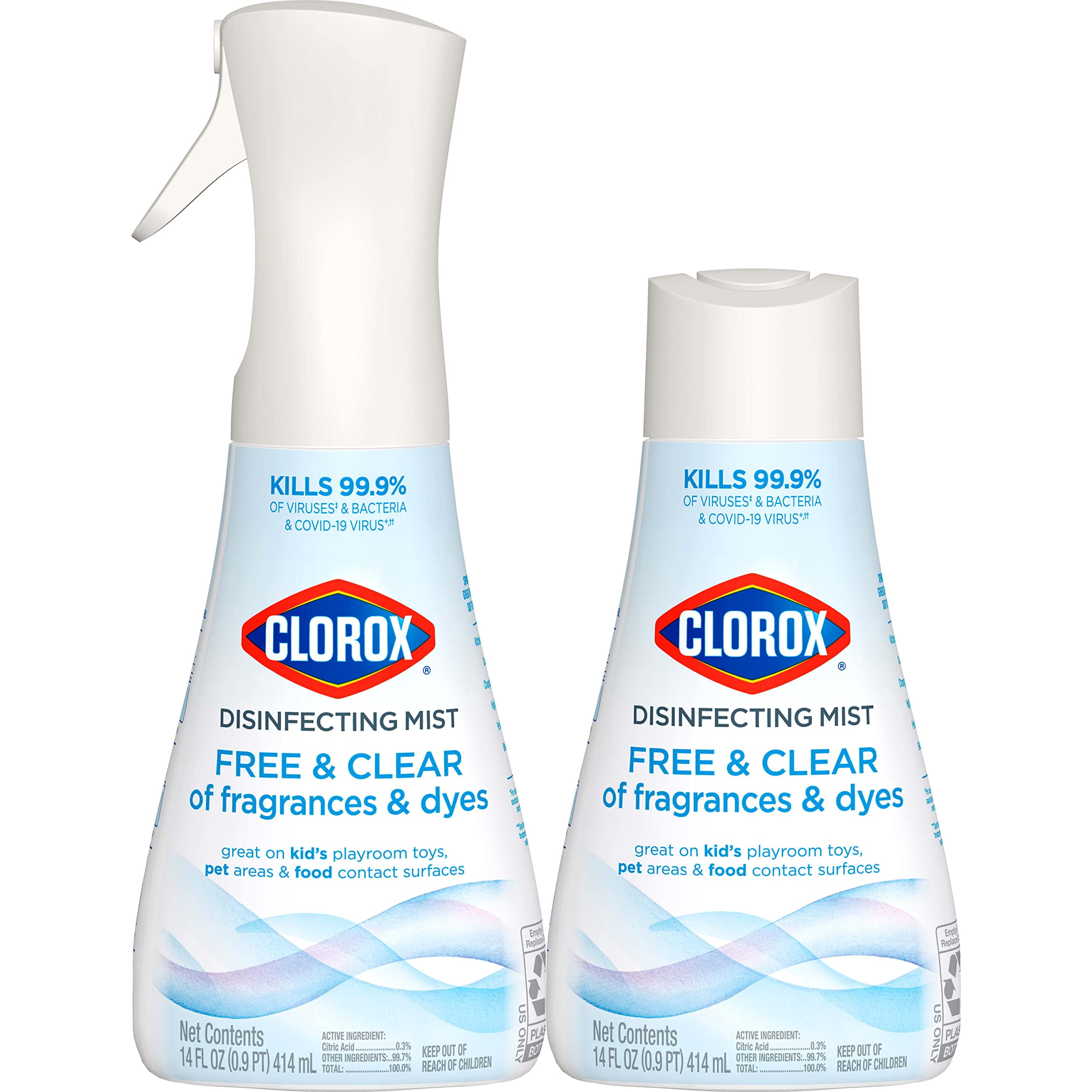 Clorox Free & Clear Disinfecting Mist, 1 Spray Bottle And 1 Refill, 14 ...