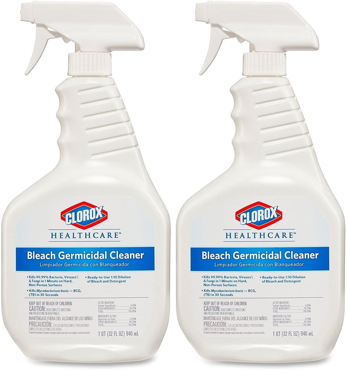 Clorox Healthcare Bleach Germicidal Cleaner, 32 Ounce Spray Bottle ...