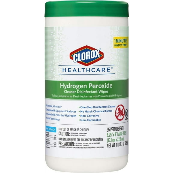 Clorox Healthcare Hydrogen Peroxide Disinfectant Wipes, Bleach-Free ...