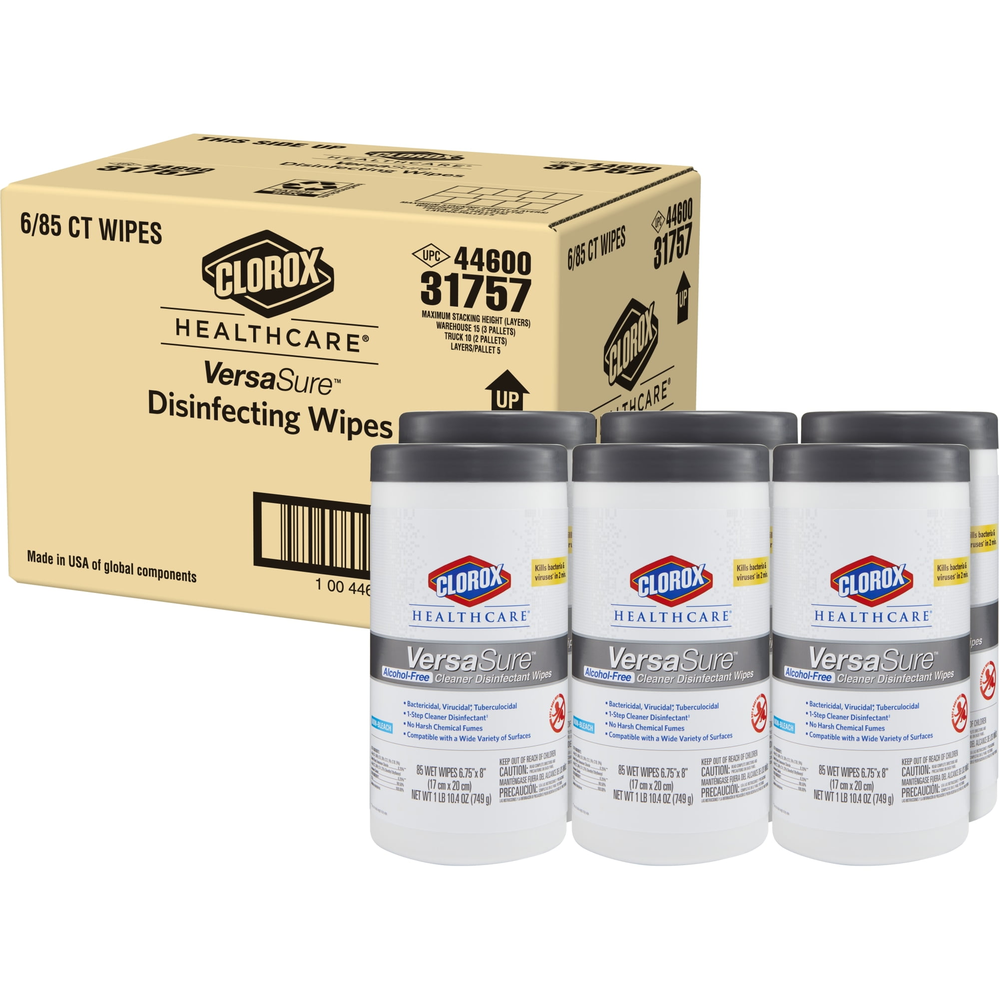 Clorox® Healthcare VersaSure Cleaner Disinfectant Wipes, 6-3/4" x 8 ...