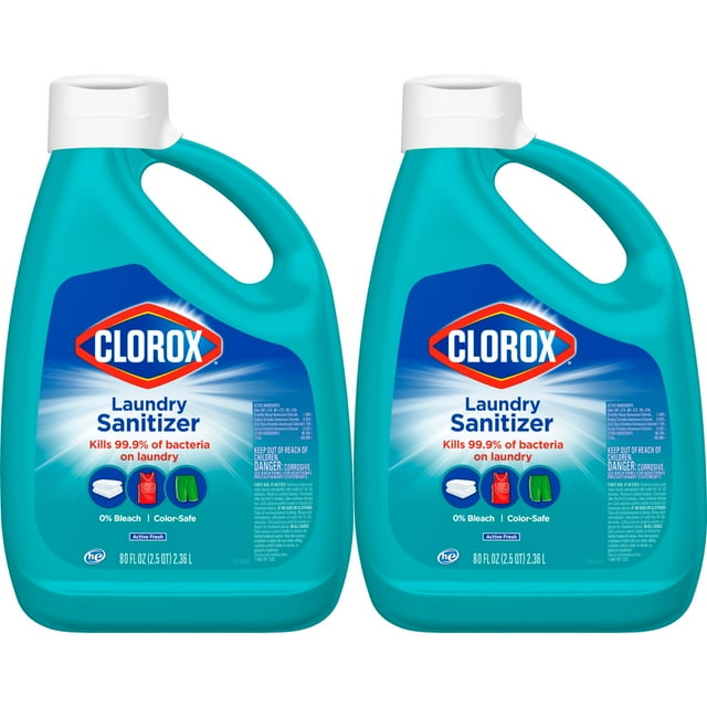 Clorox Laundry Sanitizer, 80 Fl Oz, 2 Pack, Kills 99.9% Odor-Causing ...