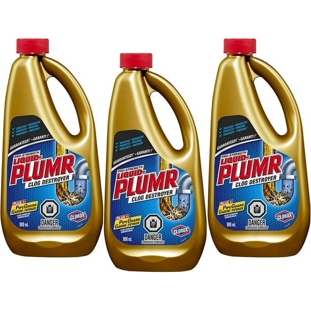 Clorox Liquid Plumr, Pro Strength Clog Destroyer, 3 Packs x 30 Fl.Oz ...