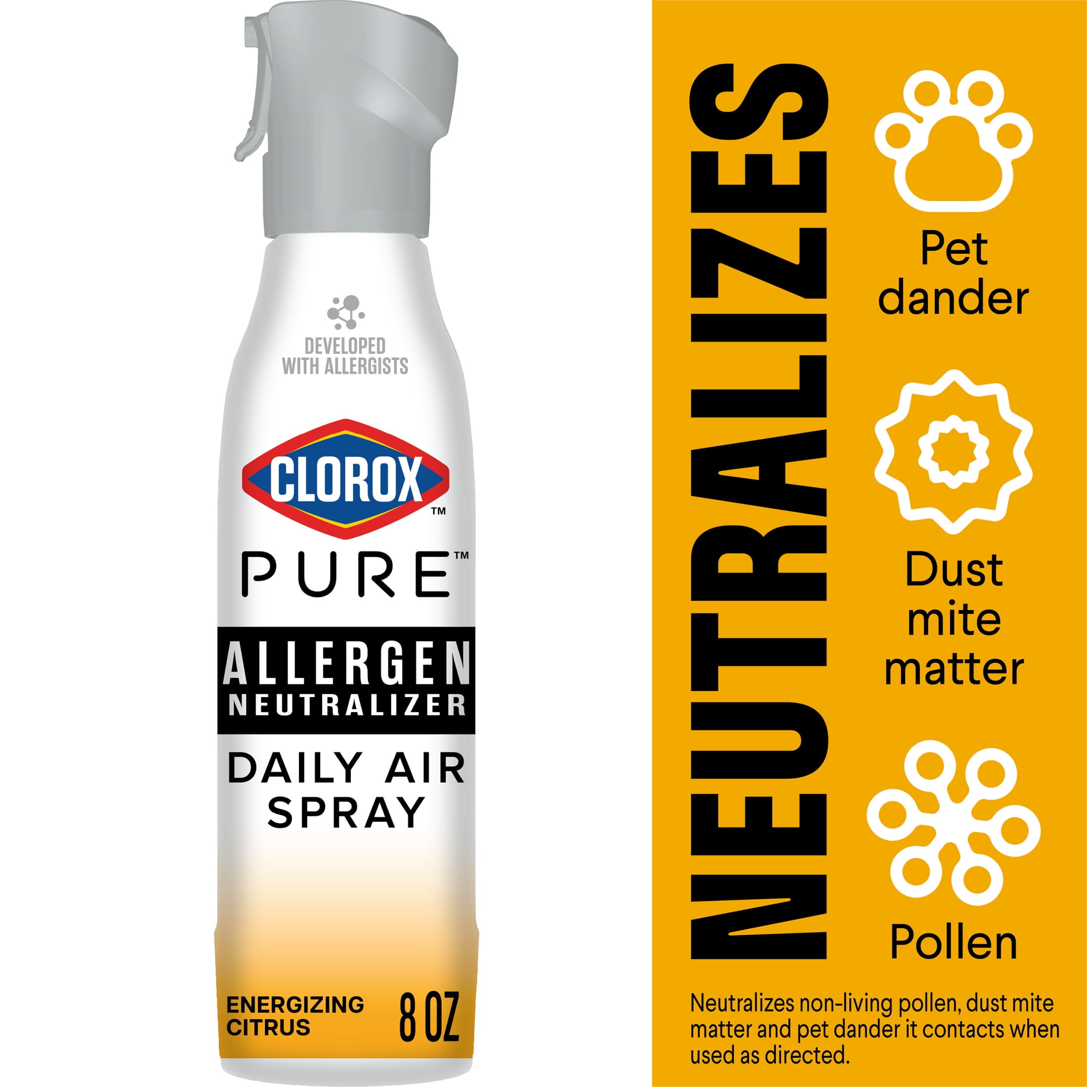Clorox PURE Allergen Neutralizer Daily Air Spray, Energizing Citrus, 8 ...