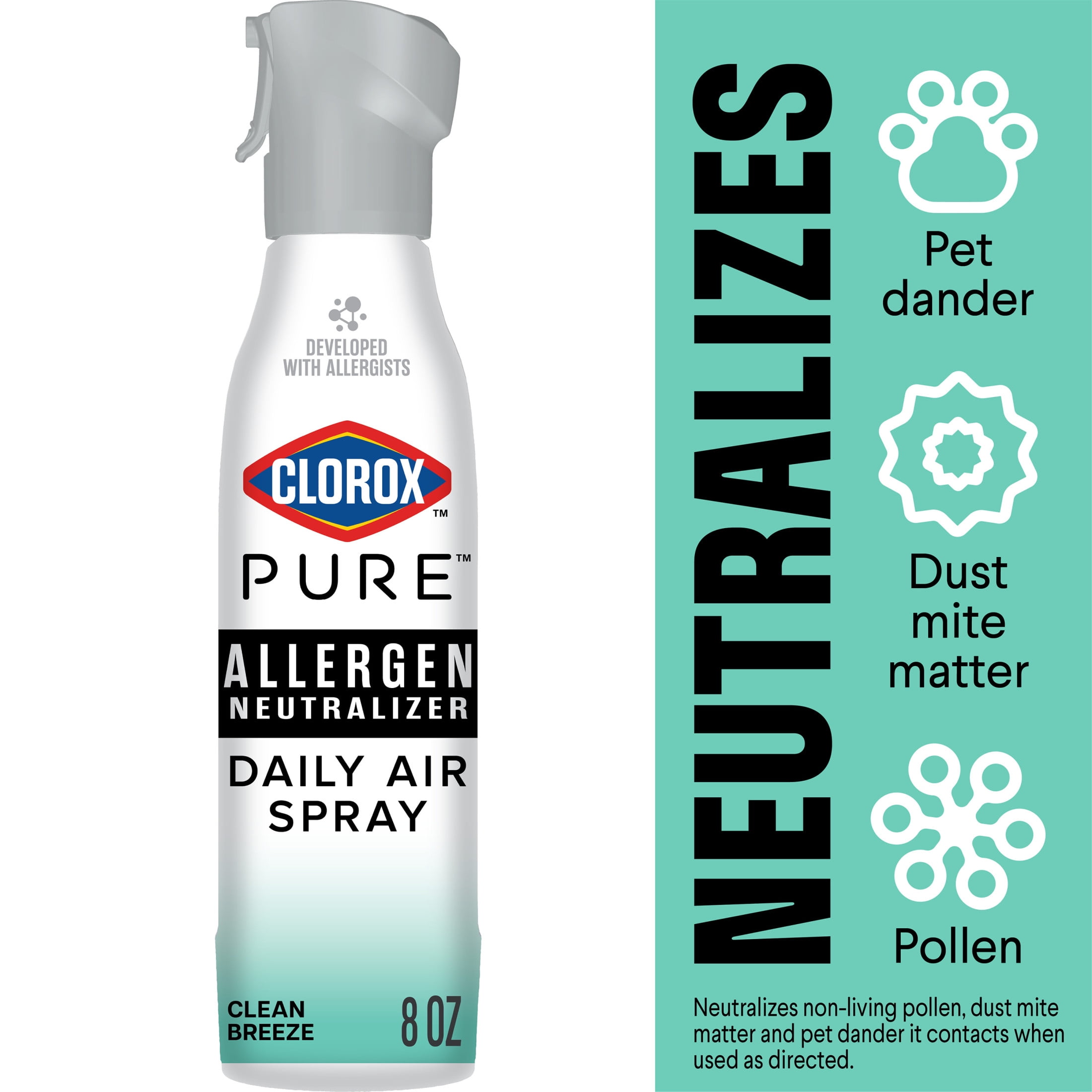 Clorox PURE Allergen Neutralizer Daily Air Spray, Clean Breeze, 8 ...