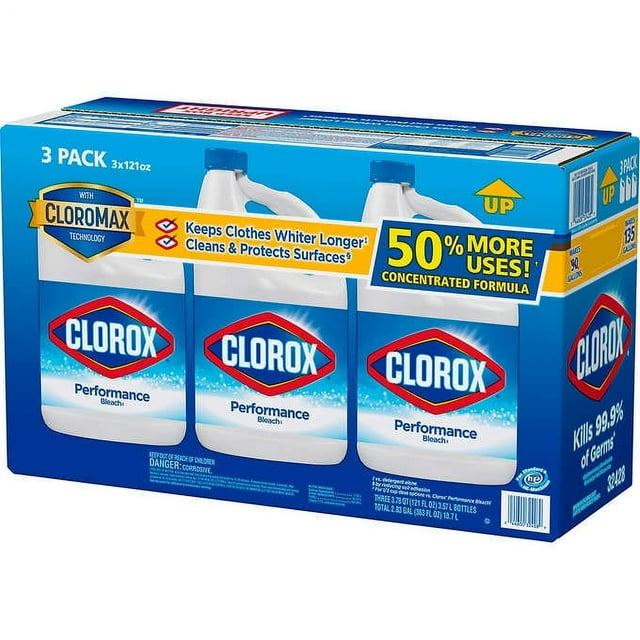 Clorox Performance Bleach with CloroMax, Concentrated, 121 oz, 3 ct ...