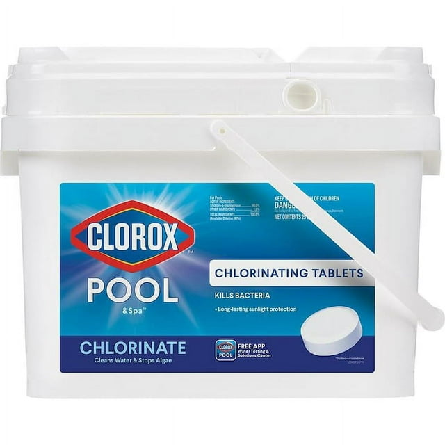 Clorox Pool&Spa 3-Inch Chlorinating Tablets, 25-lb Wrapped Bucket, Long ...