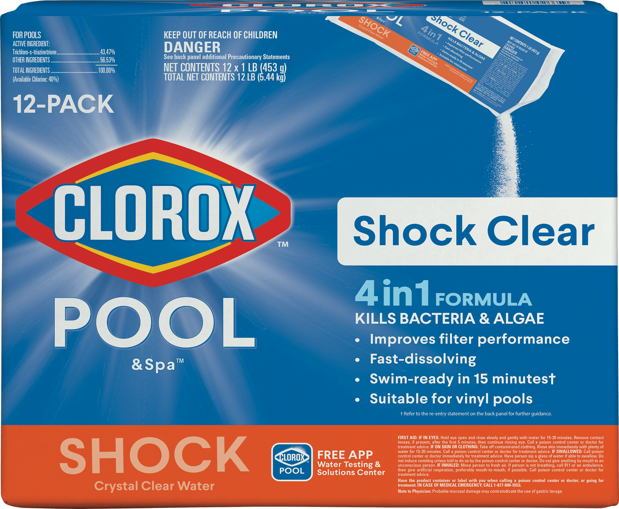 Clorox Pool&Spa Shock Clear Pool Shock for Swimming Pools, 12pk ...