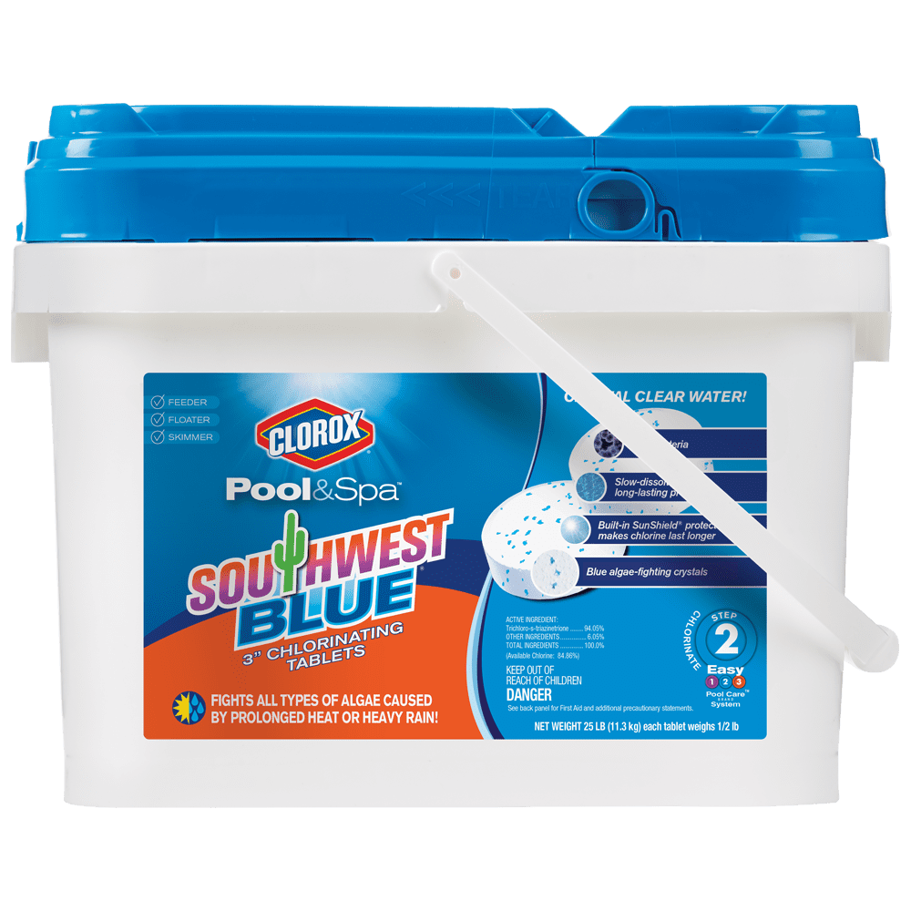 Clorox Pool&Spa Southwest Blue 3" Chlorinating Tablets, 25 lbs Chlorine ...