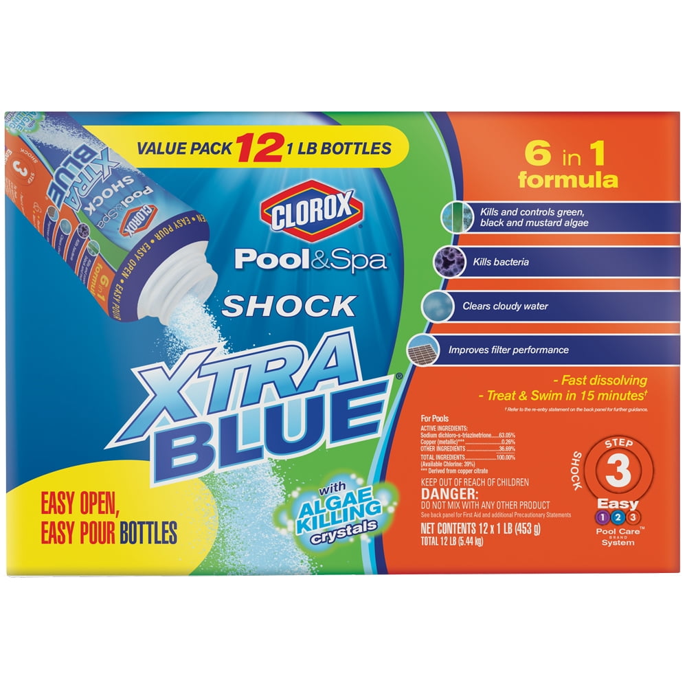 Clorox Pool&Spa Swimming Pool Shock Xtra Blue Granules, 12 lbs ...
