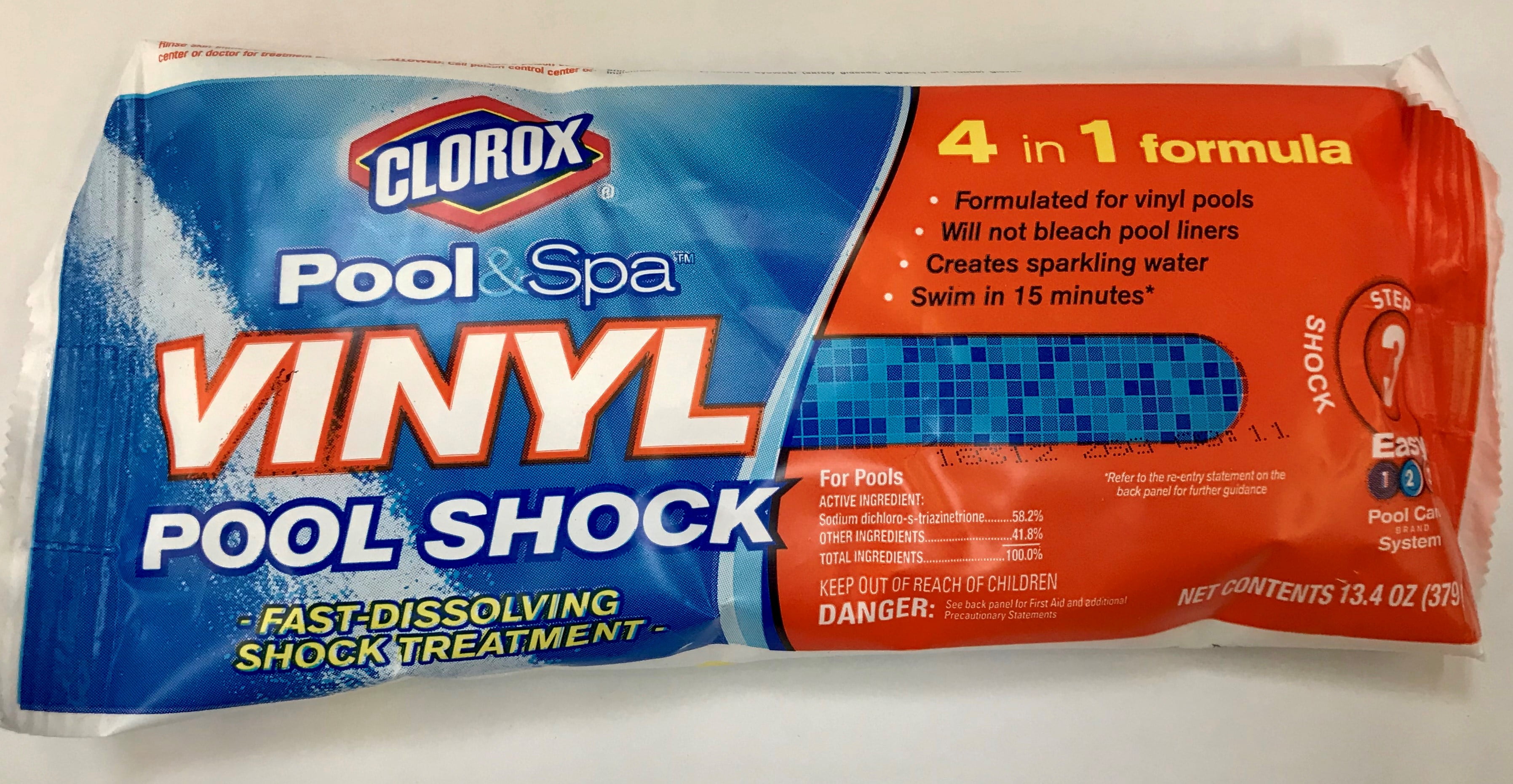 Clorox Pool&Spa Vinyl Pool Shock for Swimming Pools, 13.4 oz Bag ...