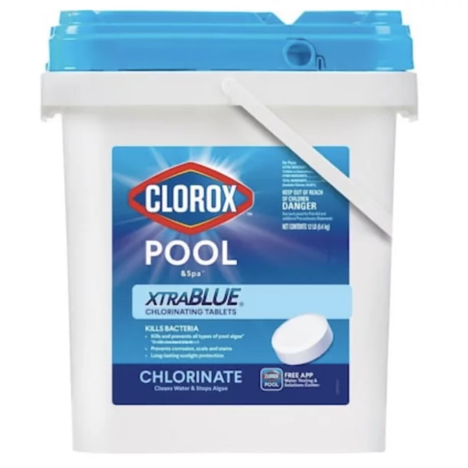 Clorox XtraBlue 3-in Pool Chlorine Tablets, 12 lb Bucket for Long ...