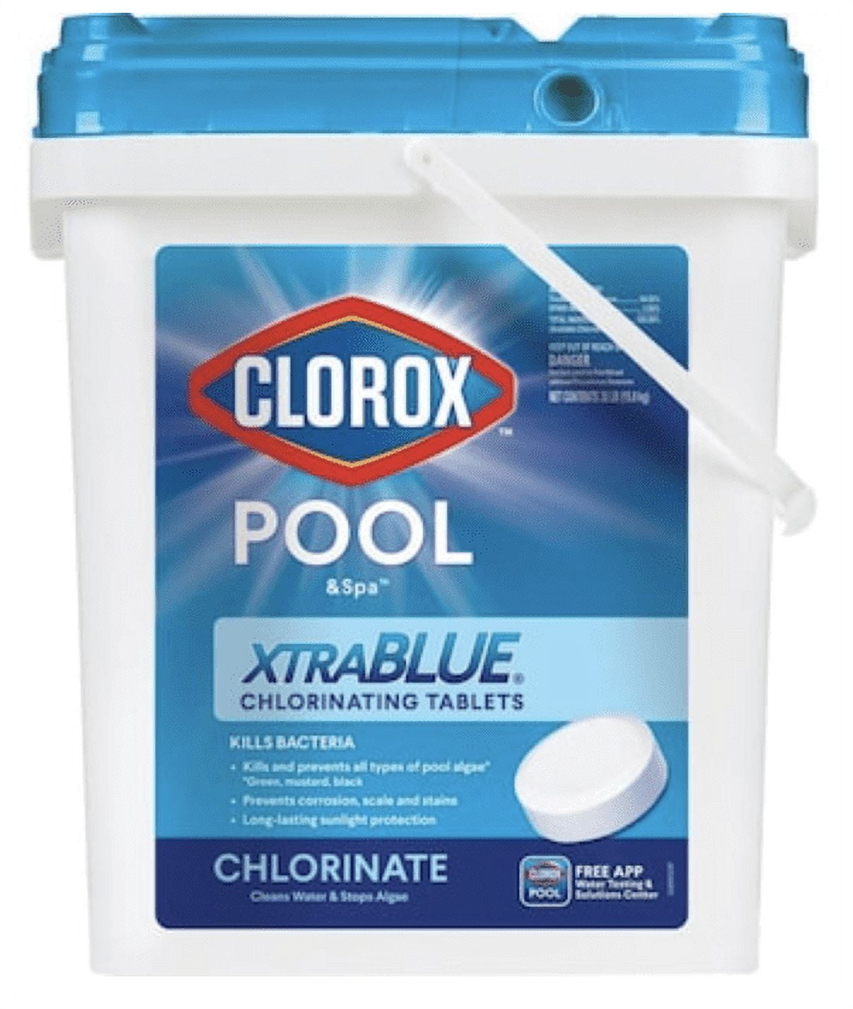 Clorox Pool&Spa XtraBlue 3-in Chlorinating Tablets, 35-lb Bucket, Long ...