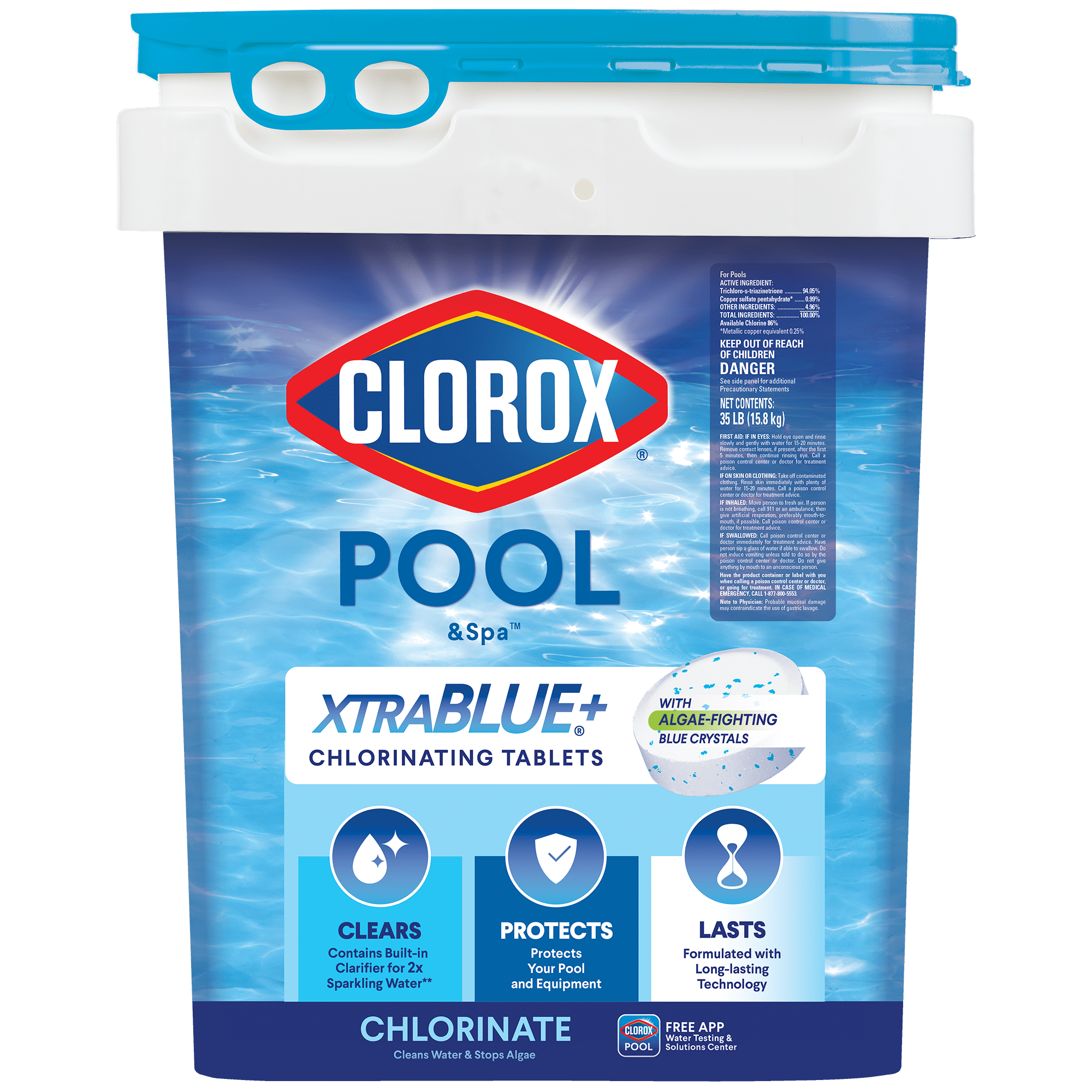 CLOROX™ POOL&SPA™ XTRABLUE® CHLORINATING TABLETS 35 LB - Walmart.com
