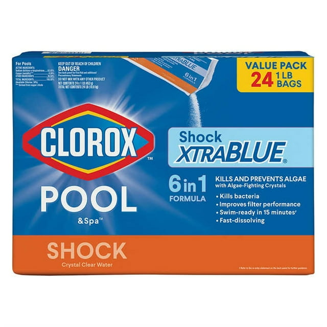 Clorox XtraBlue Pool and Spa Shock Treatment, 24 Pack, High-Performance ...