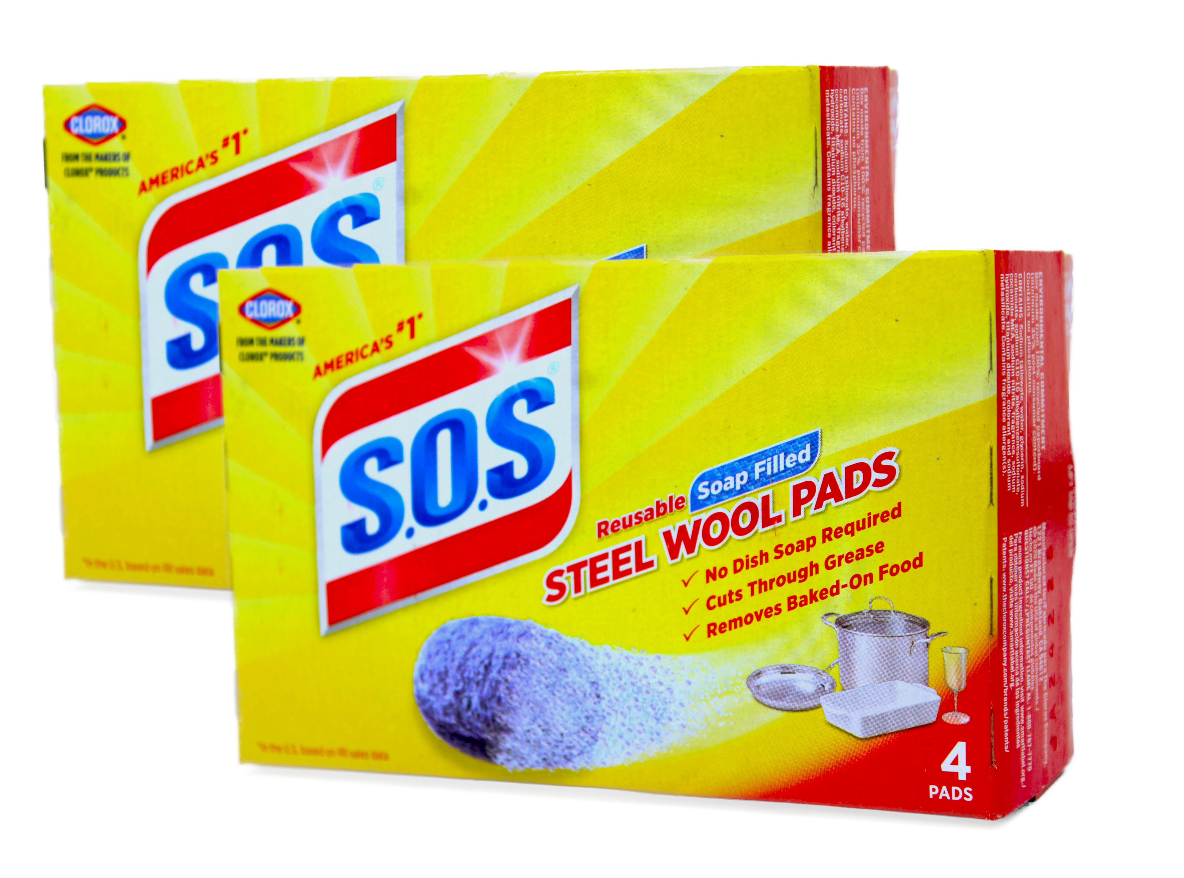 Clorox S.O.S. Steel Wool Soap Pads, Reusable with Anti-Rust Protection ...