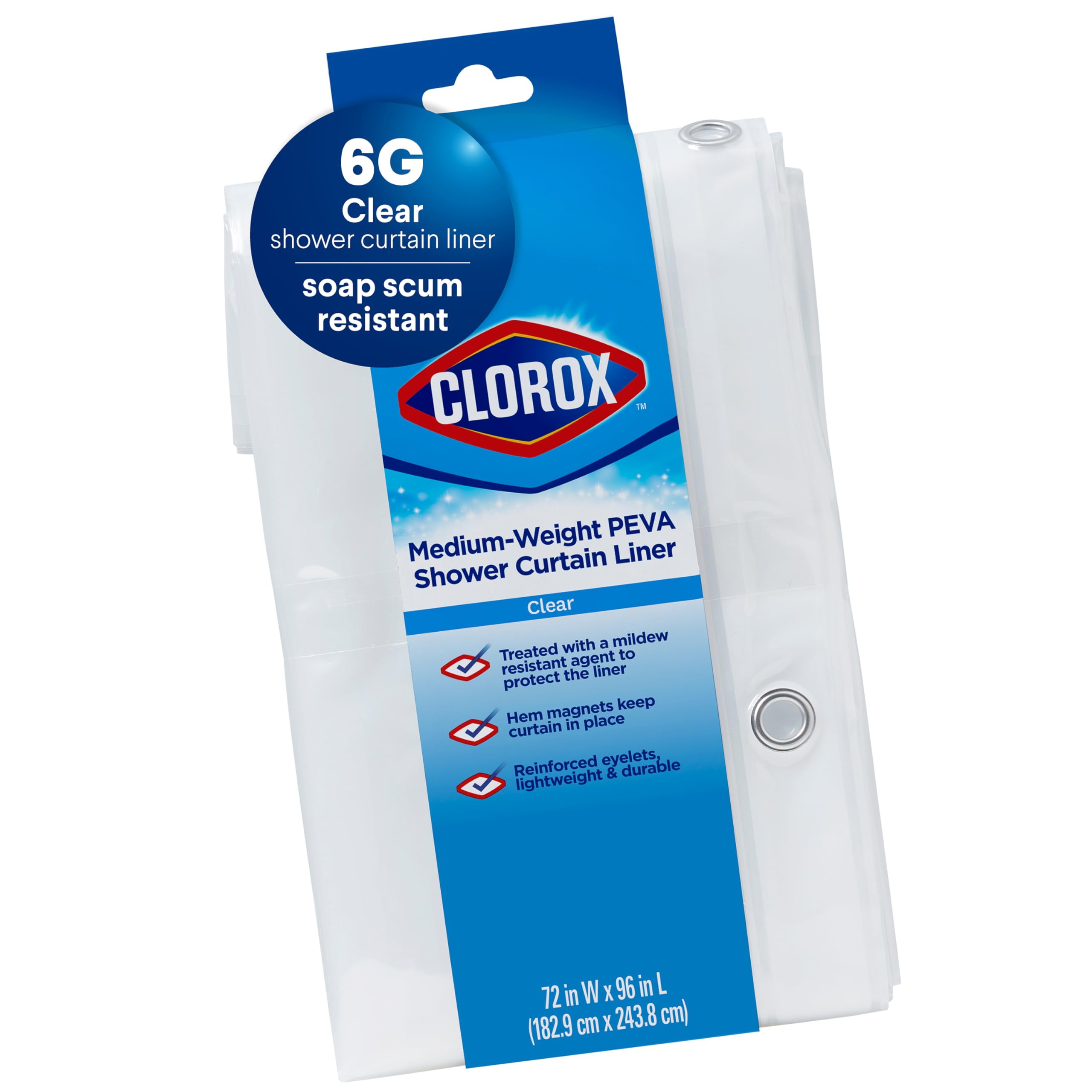 Clorox Shower Curtain Liner, Premium Medium-weight Durable Waterproof ...
