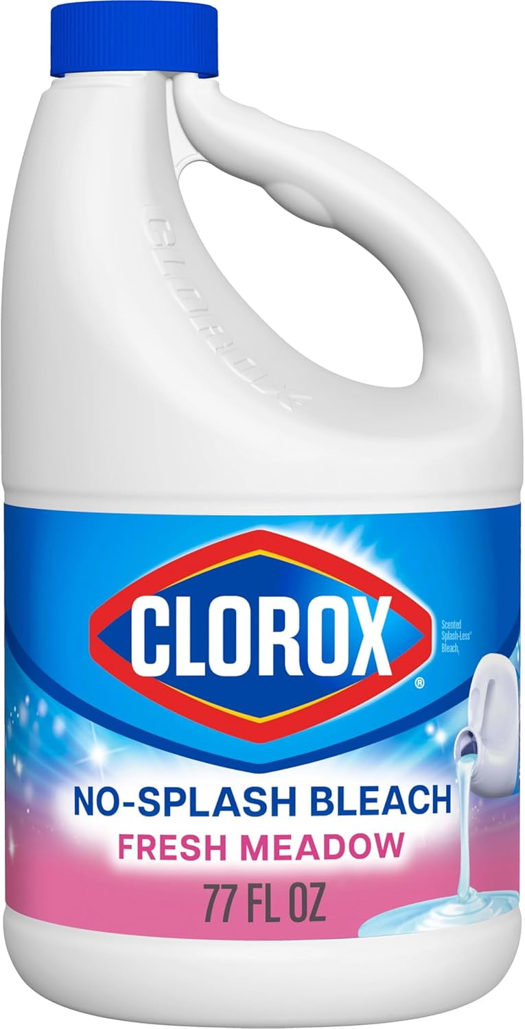 Clorox Splash-Less Bleach, Concentrated Formula, Fresh Meadow, 77 Ounce ...