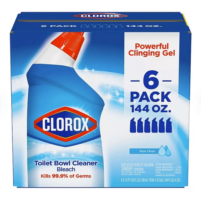 Clorox Toilet Bowl Cleaner with Bleach, Clinging Gel, Rain Clean - 2 ...