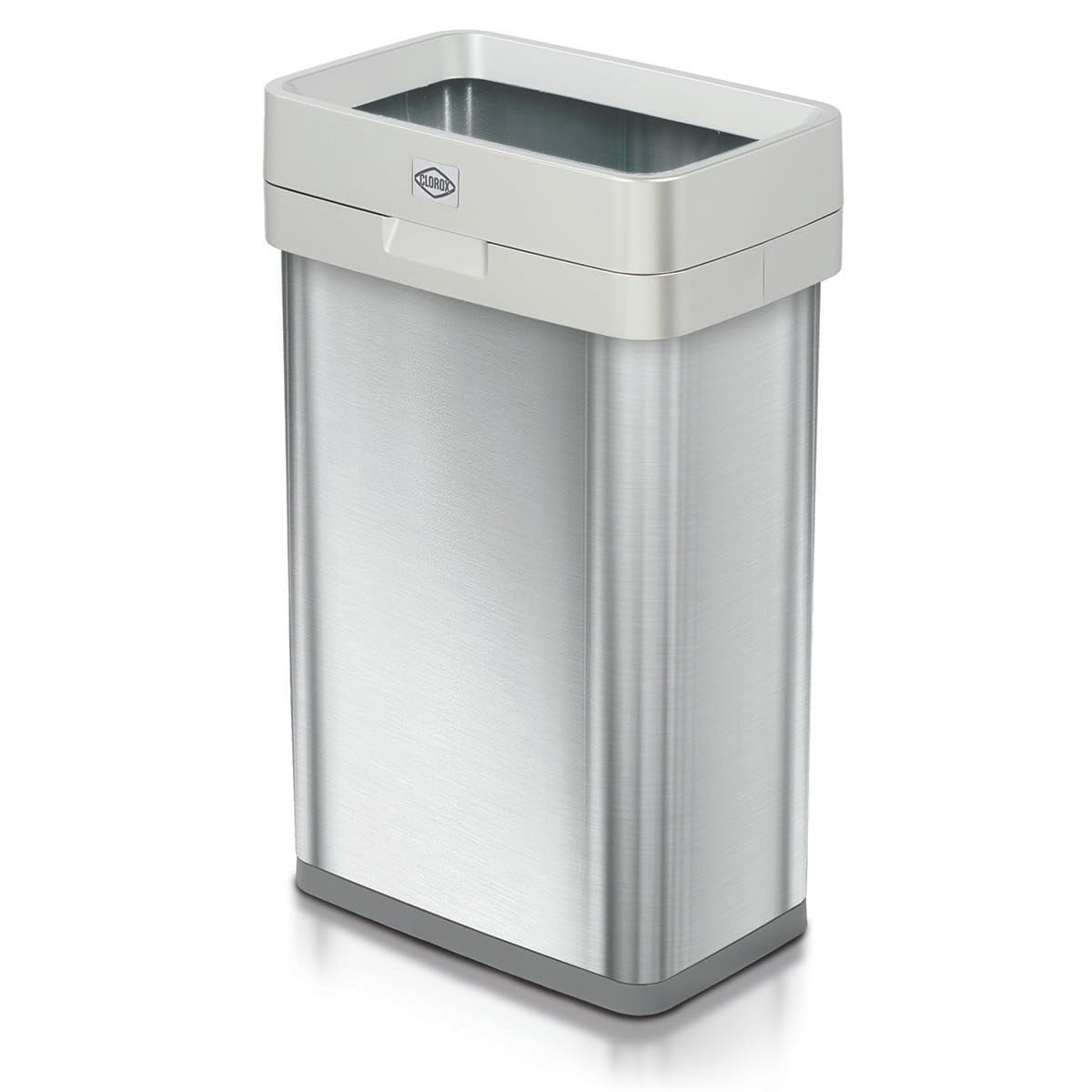 Clorox Trash Can, 13 Gallon Stainless Steel Slim Open Top Kitchen ...