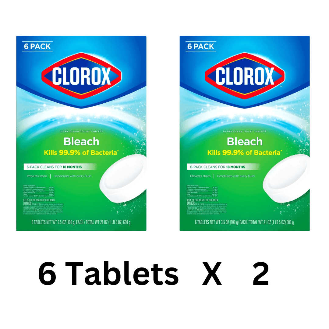 Clorox Ultra Clean Toilet Tablets, 3.5 oz, 6-Count Pack of 2, Automatic ...