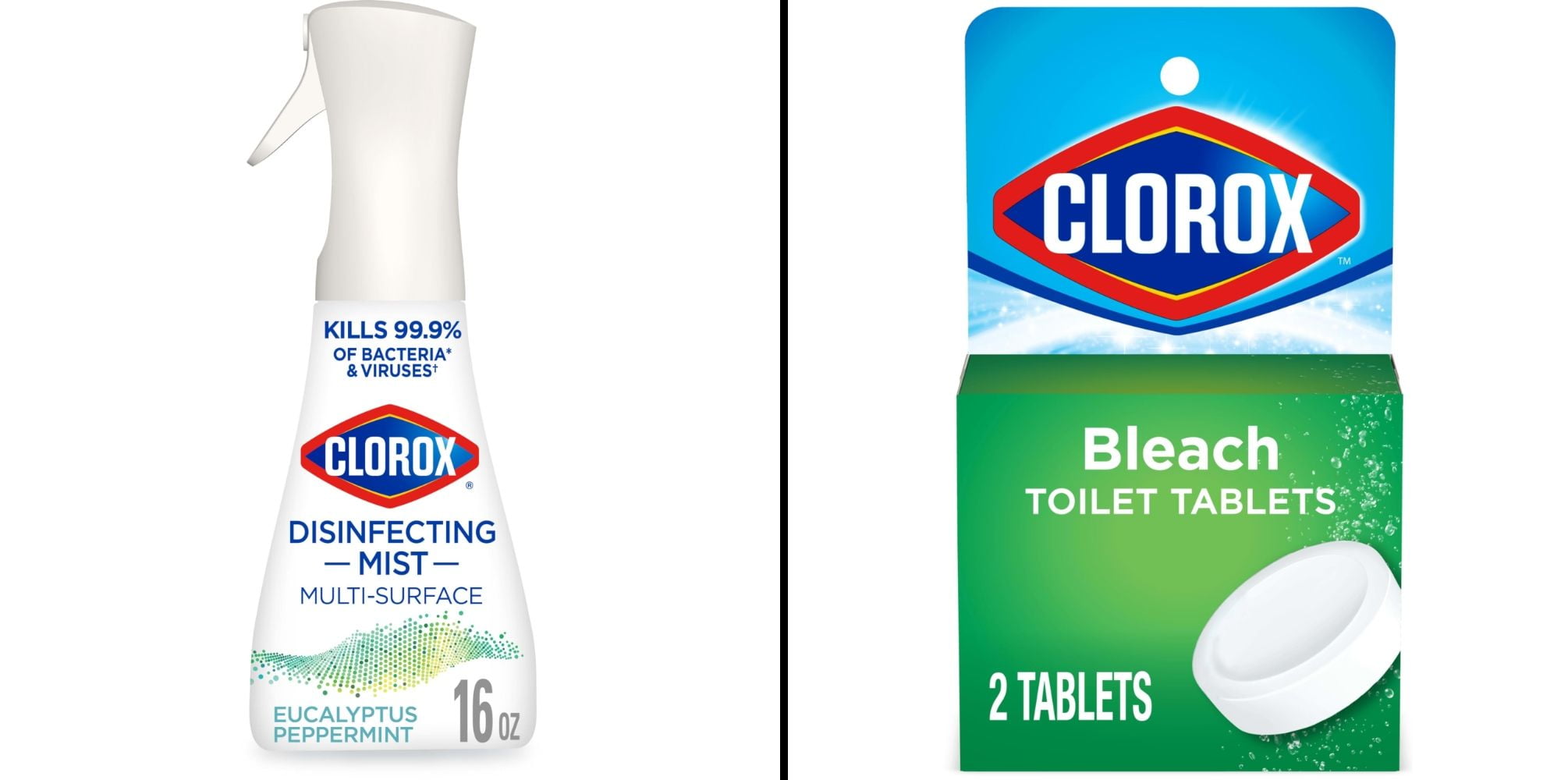 Clorox Ultra Clean Toilet Tablets Bleach 2 Count 3.5 oz & Disinfecting ...