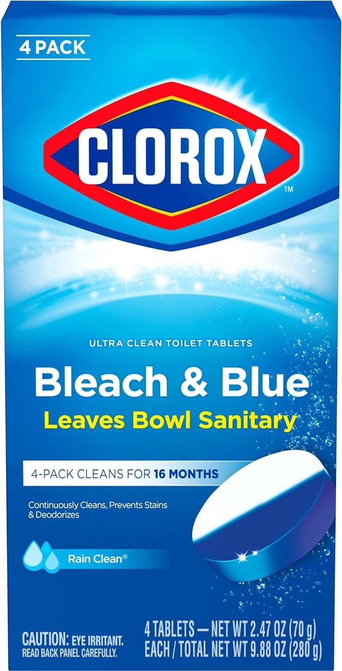 Clorox Ultra Clean Toilet Tablets Bleach & Blue, Rain Clean, 4 Ct ...
