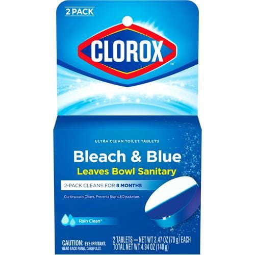 Clorox Ultra Clean Toilet Tablets Bleach & Blue, Rain Clean Scent 2.47 ...