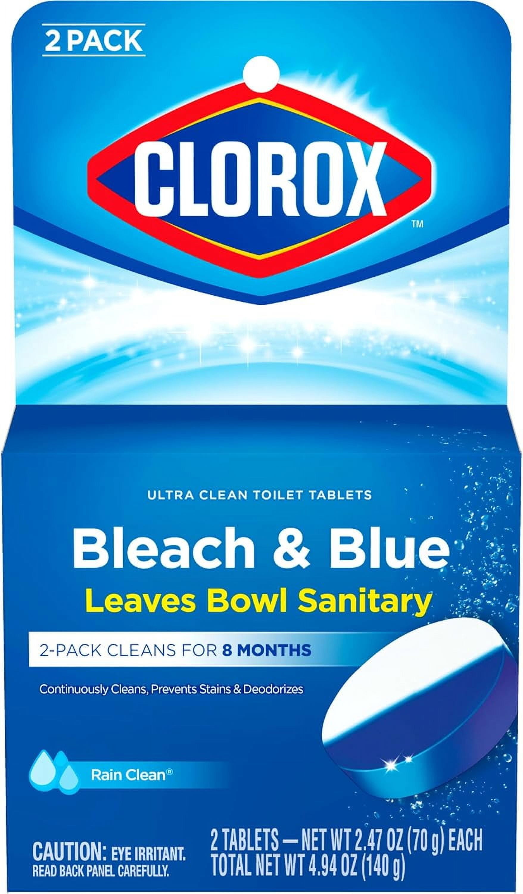 Clorox Ultra Clean Toilet Tablets Bleach & Blue, Rain Clean Scent 2.47 ...