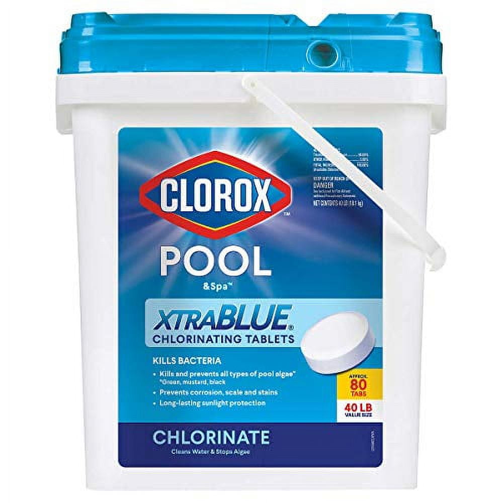 Clorox Xtra Blue 40lb 80 Tab 3 Inch Chlorinating Tablets with Extra ...