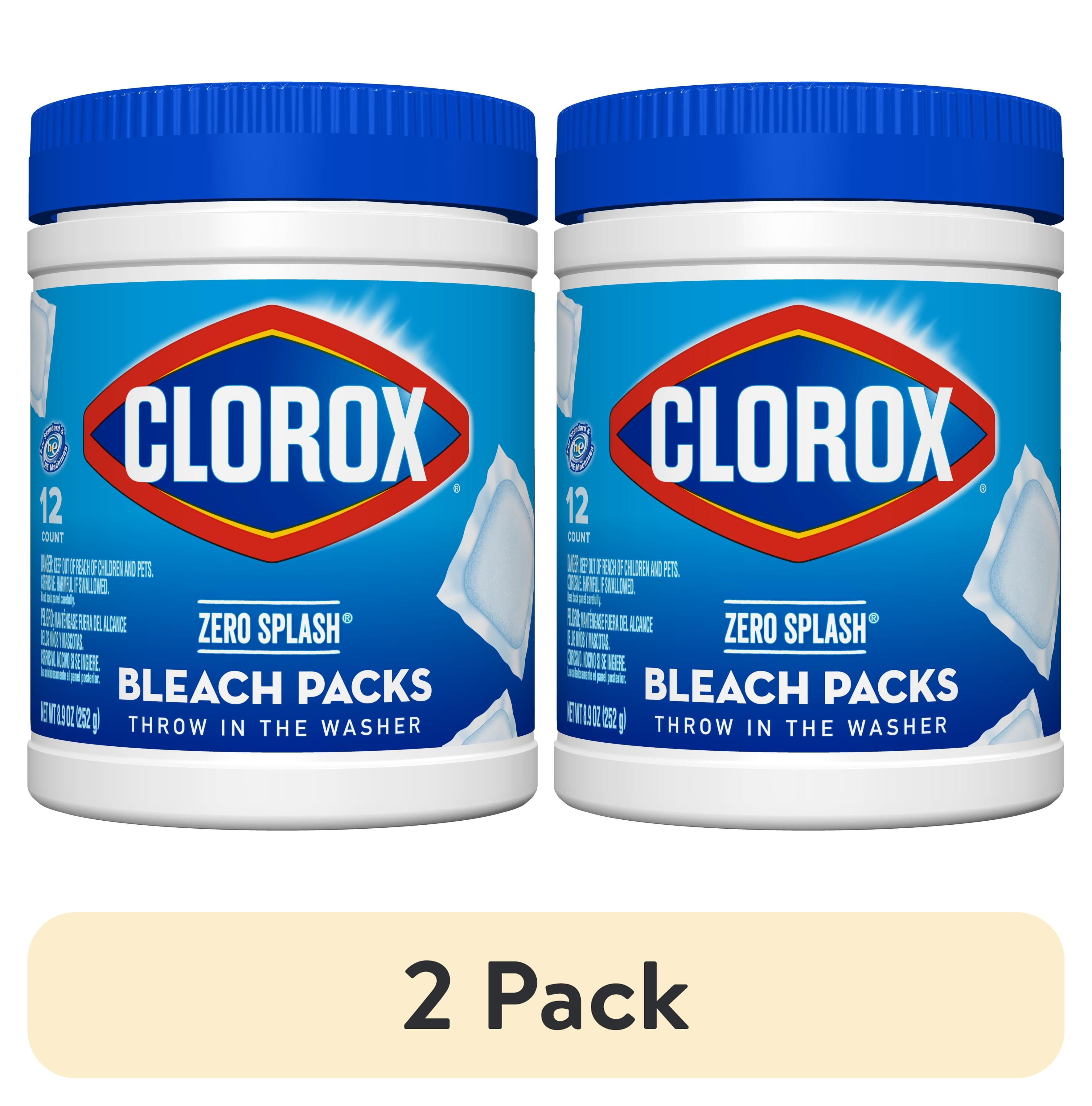 (2 pack) Clorox Zero Splash Bleach Packs, Regular Scent, 8.9 oz, 12 ...